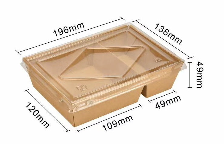 Kraft Paper Two Compartment Takeout Food Container – Binlin Linen ...